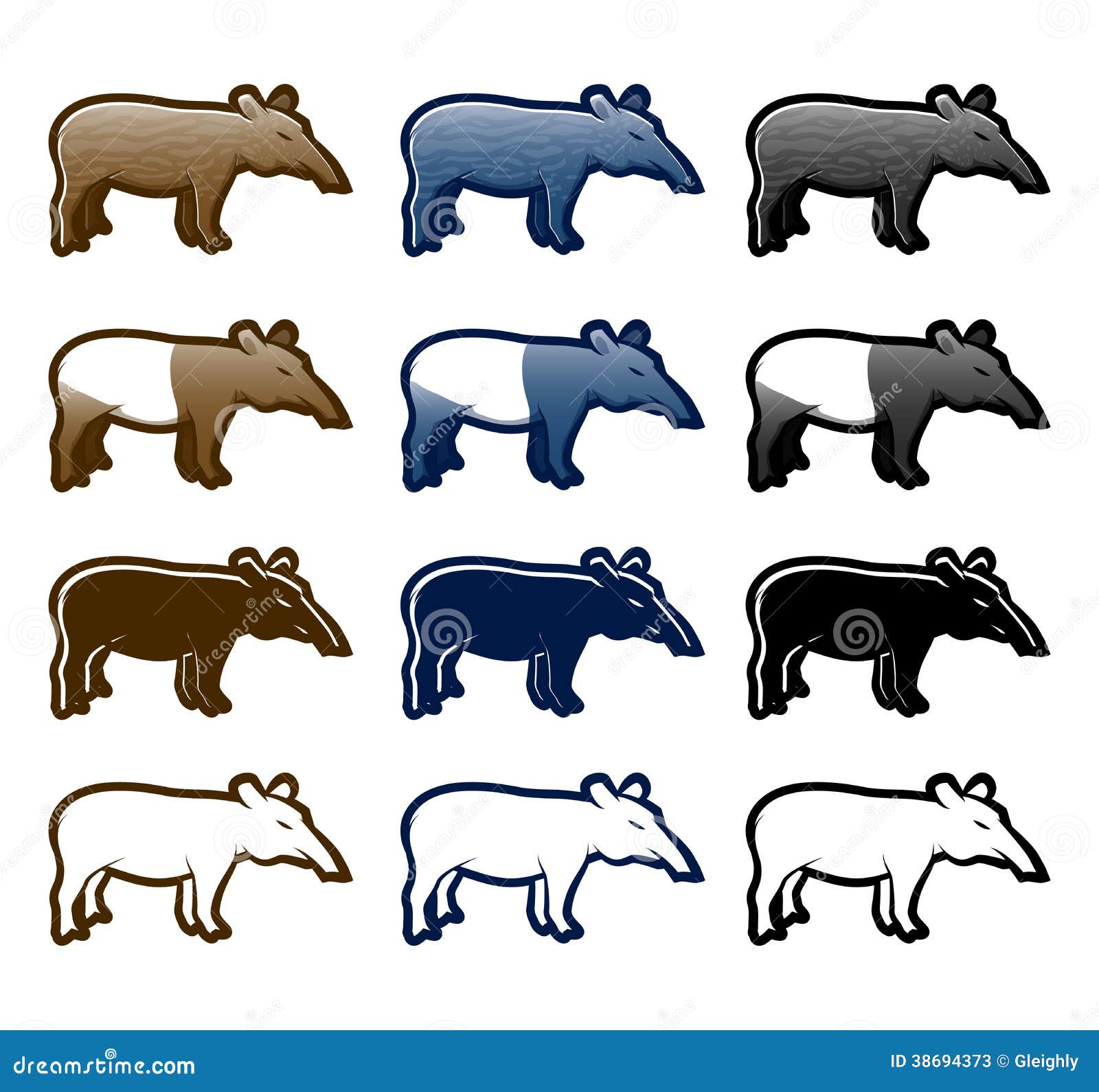 Tapir stock vector. Illustration of collection, funny - 38694373