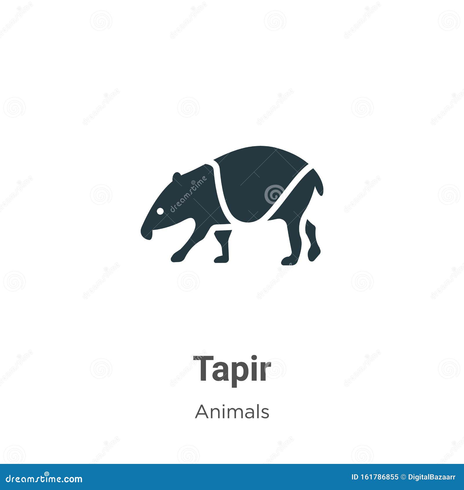 Tapir Vector Icon on White Background. Flat Vector Tapir Icon Symbol ...