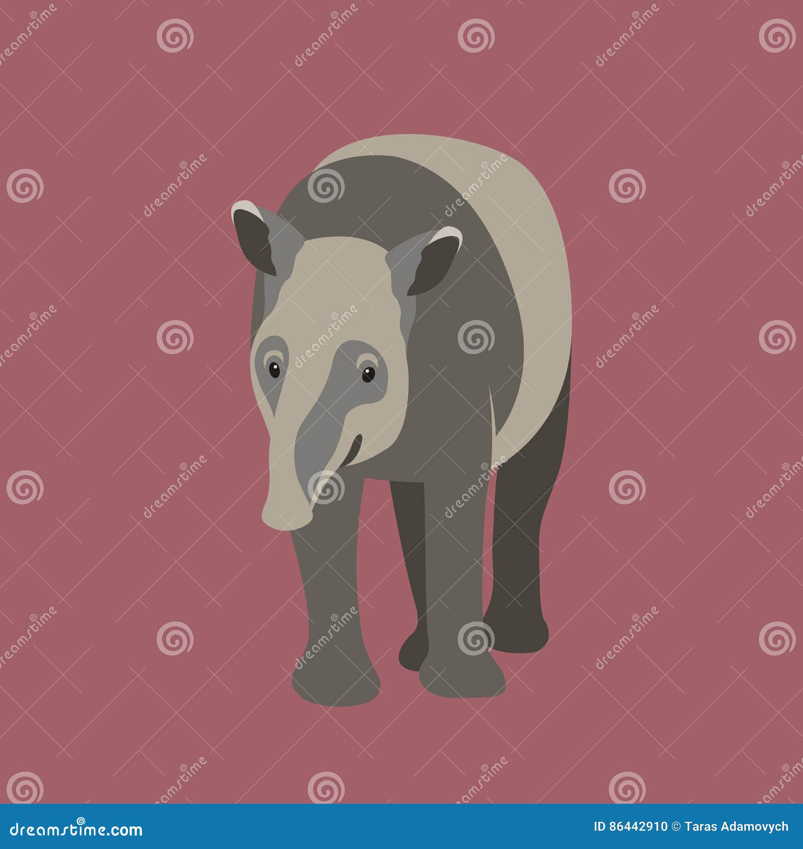 Tapir Vector Illustration Style Flat Stock Vector - Illustration of ...