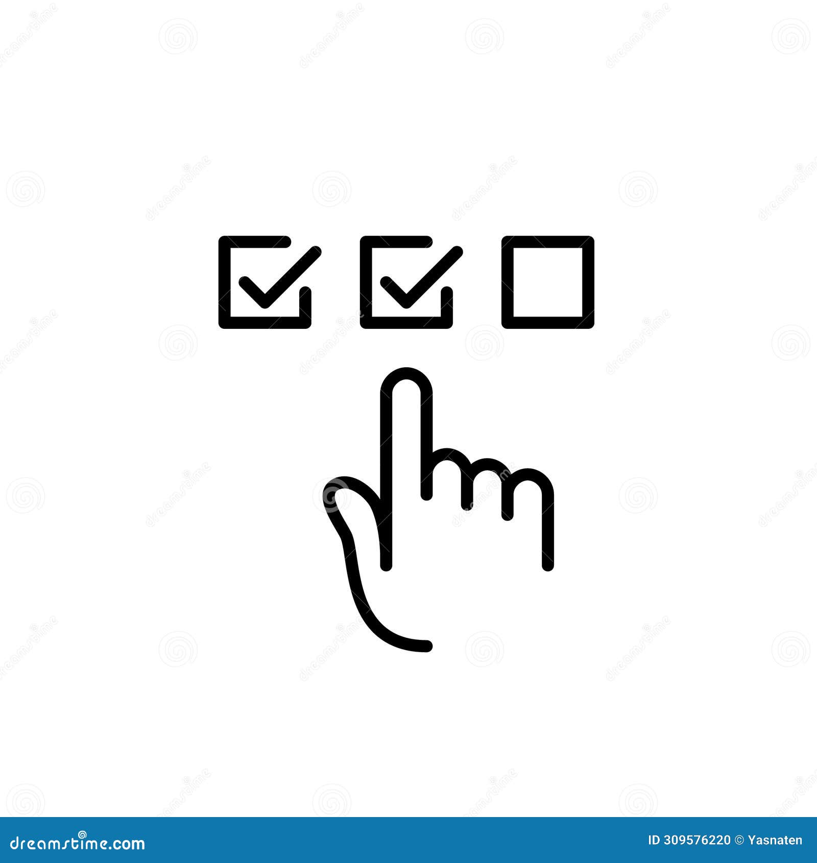Tapping at Checkbox with a Finger. Ticking Off Boxes. Success ...