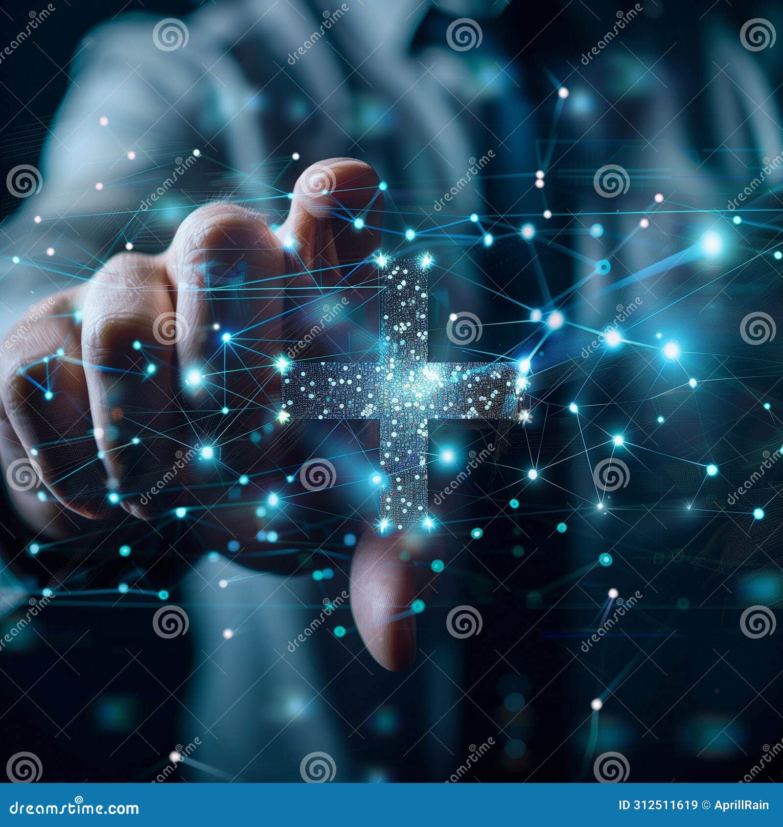 Tapping on the Digital Virtual Screen. Success, Confirmation Stock ...