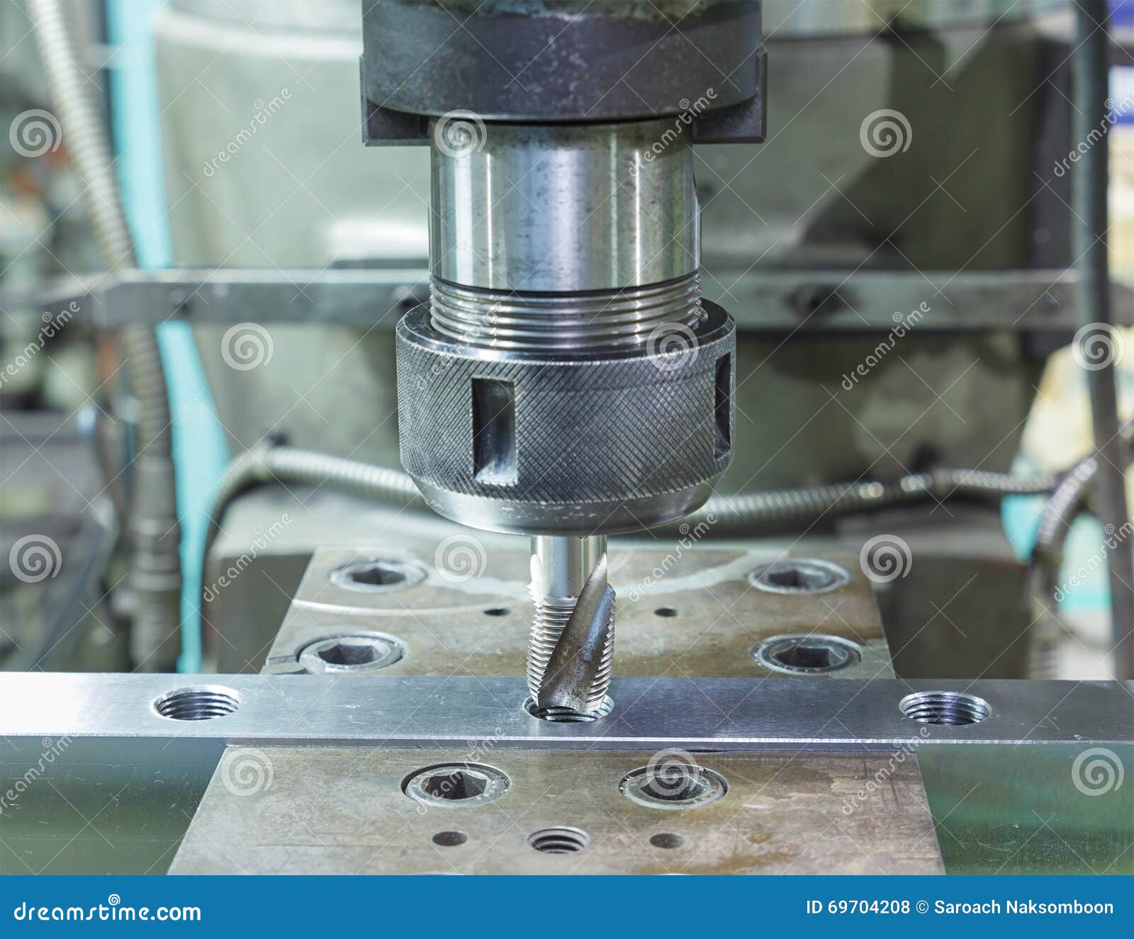 Tapping Metal Box by Machine Stock Photo - Image of automated, boring ...