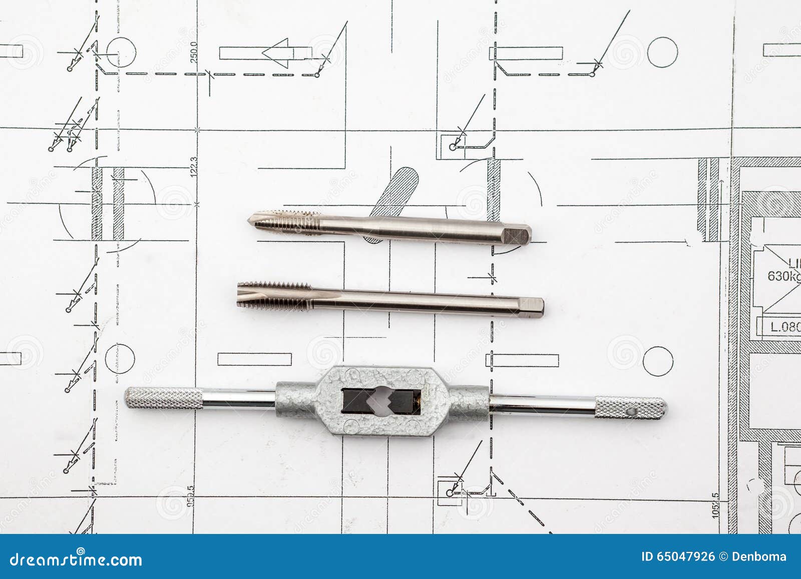 Tapping Operation and Drill on Plan Stock Photo - Image of male, taps ...