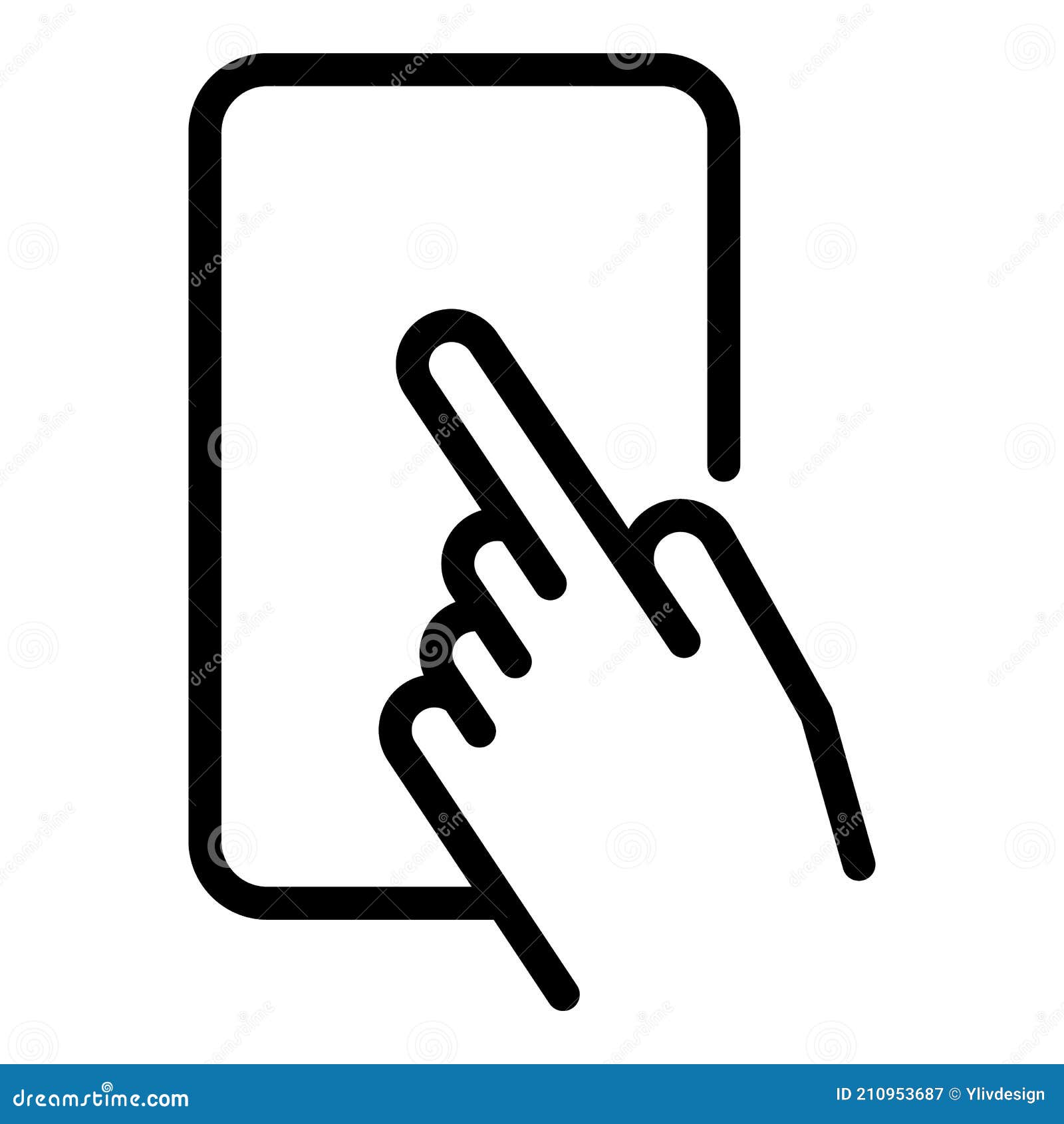 Tapping On Smartphone Icon, Outline Style Cartoon Vector ...
