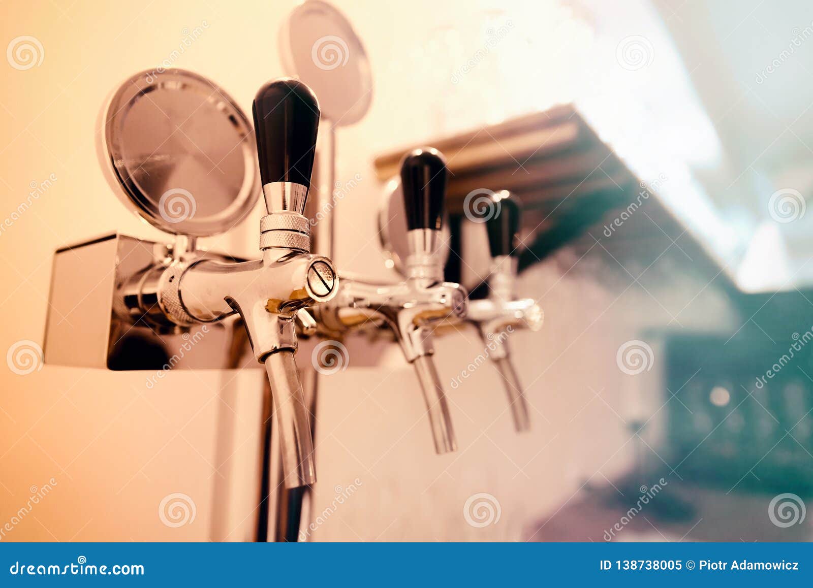 Taps for Beer Bottling Closeup Stock Image - Image of beer, shiny ...