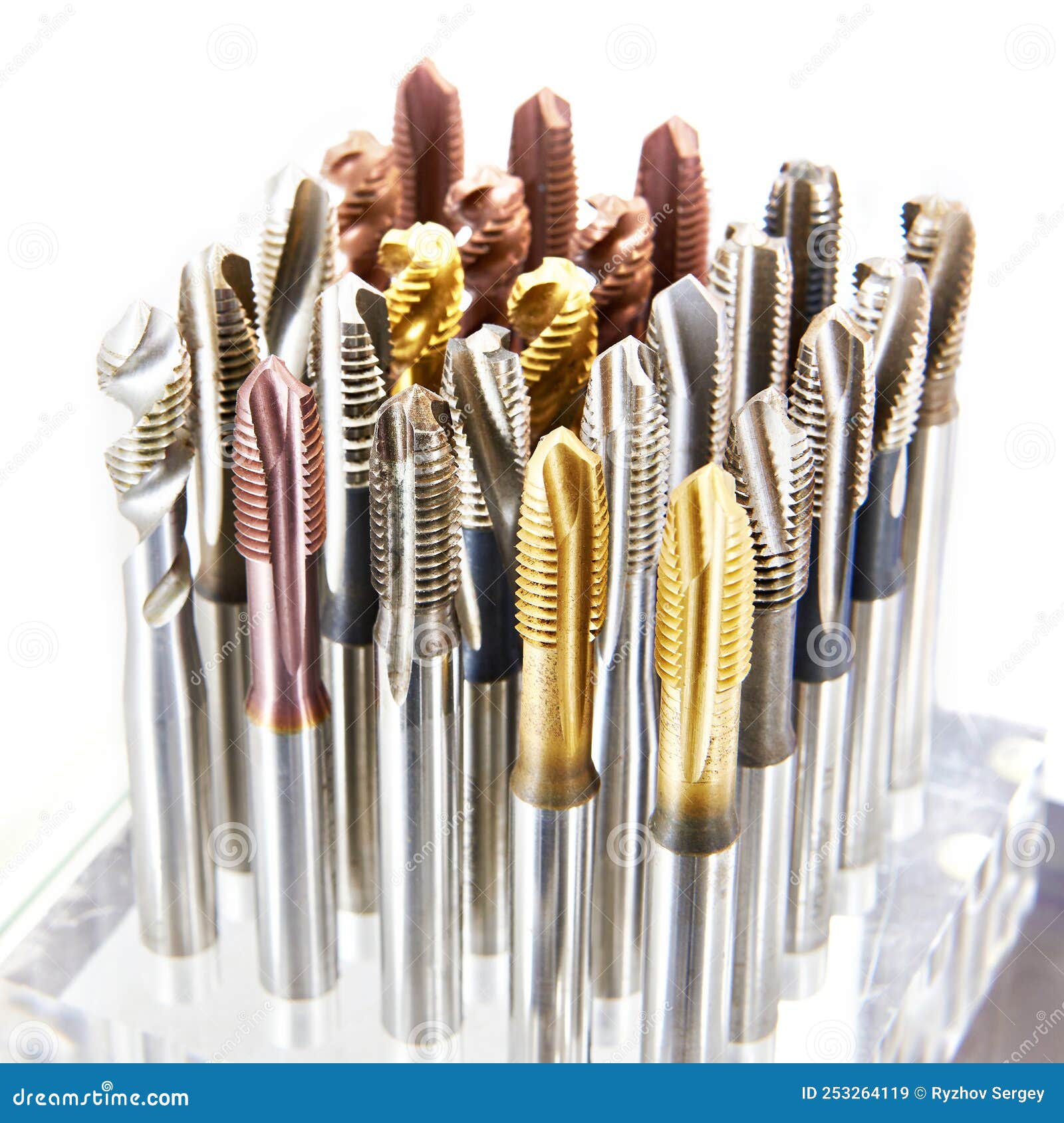 Taps for Internal Threading Isolated White Stock Image - Image of brass ...