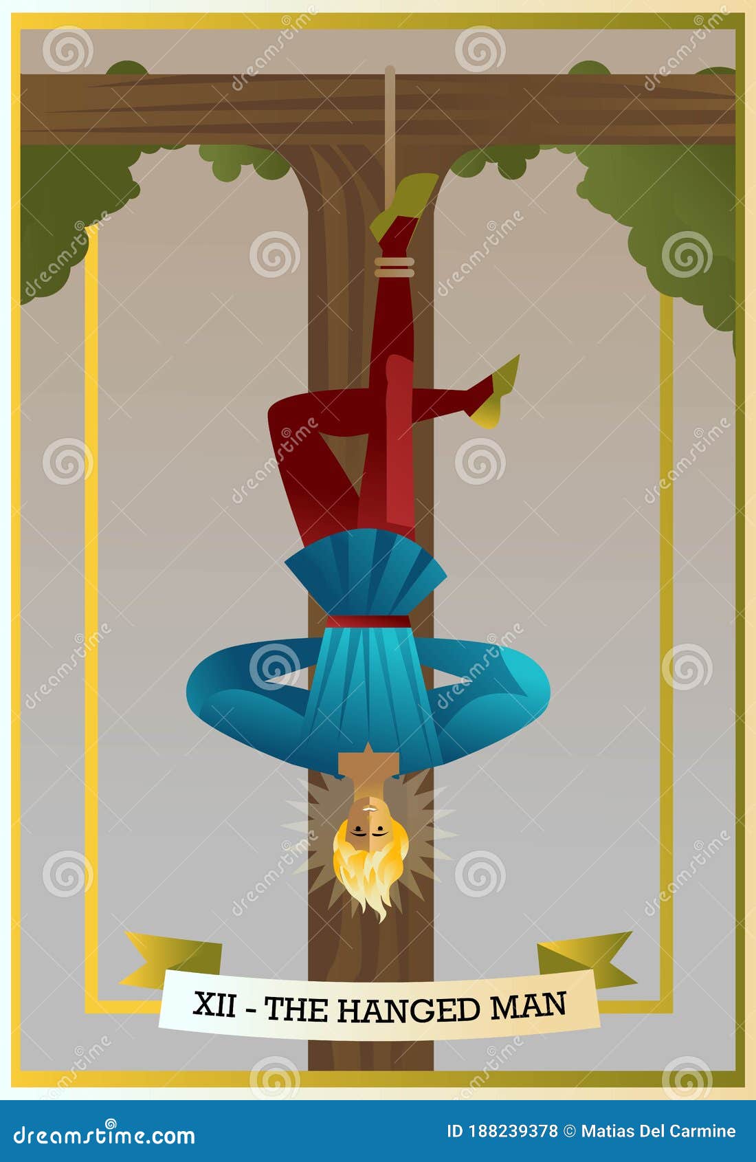 Hanged Man From A Tree Tarot Card Vector Illustration | CartoonDealer ...