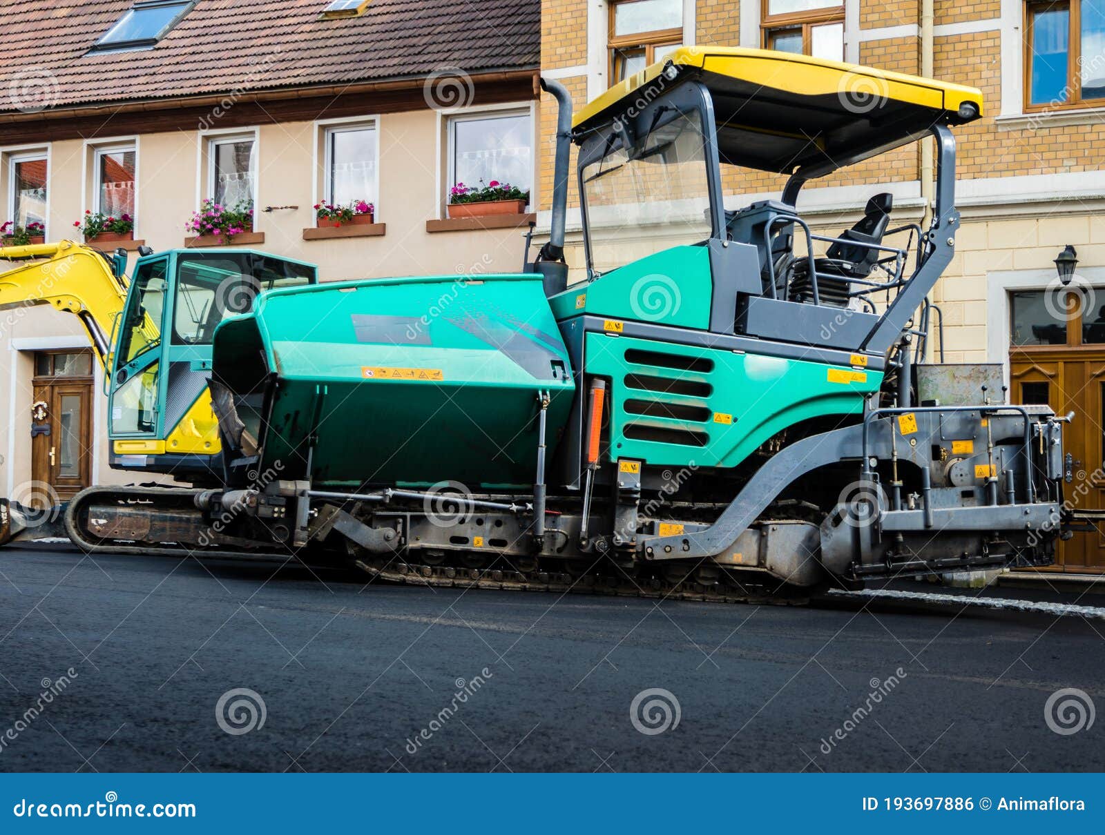 Tar Machine for Asphalting Construction Sites Stock Photo - Image of ...