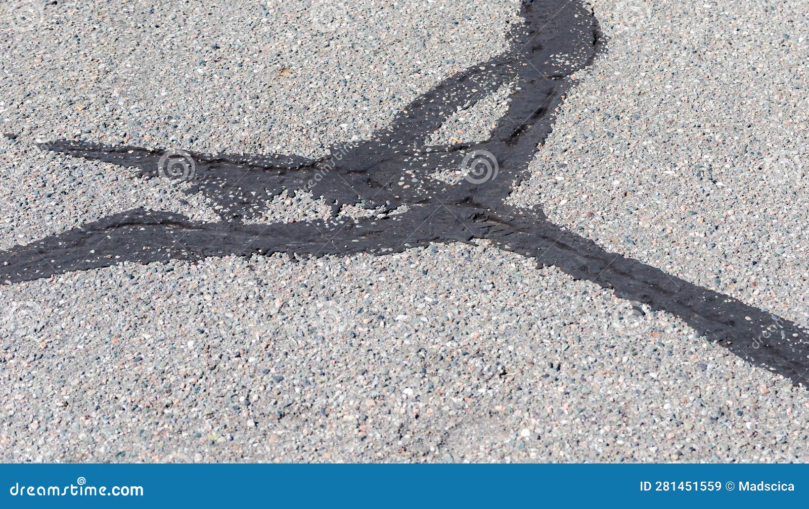 Tar Patching Cracks in Asphalt Pavement Stock Image - Image of bitumen ...