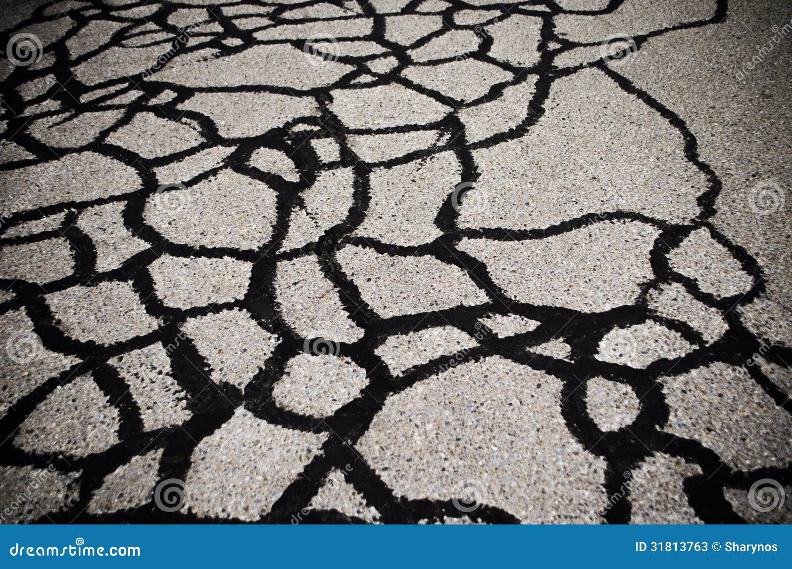 Tar Pattern on Cracked Asphalt Stock Image - Image of detail ...