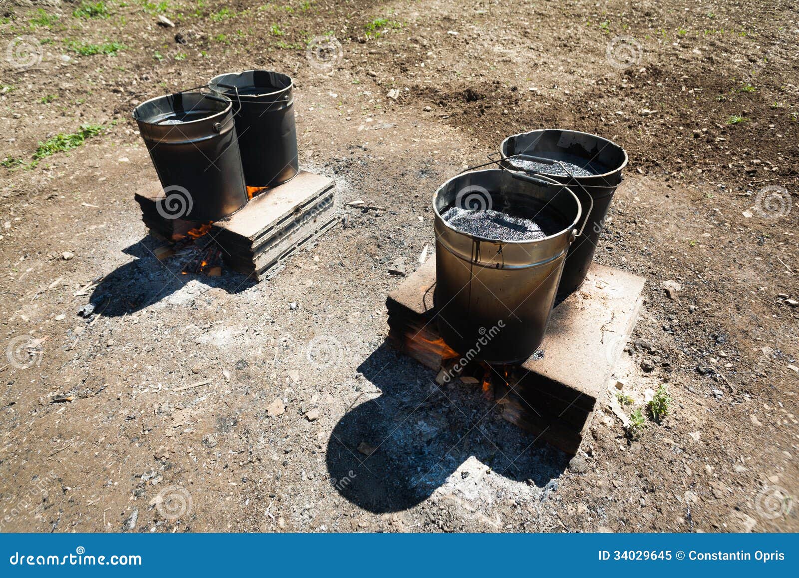 Tar or pitch buckets stock image. Image of melted, heating - 34029645