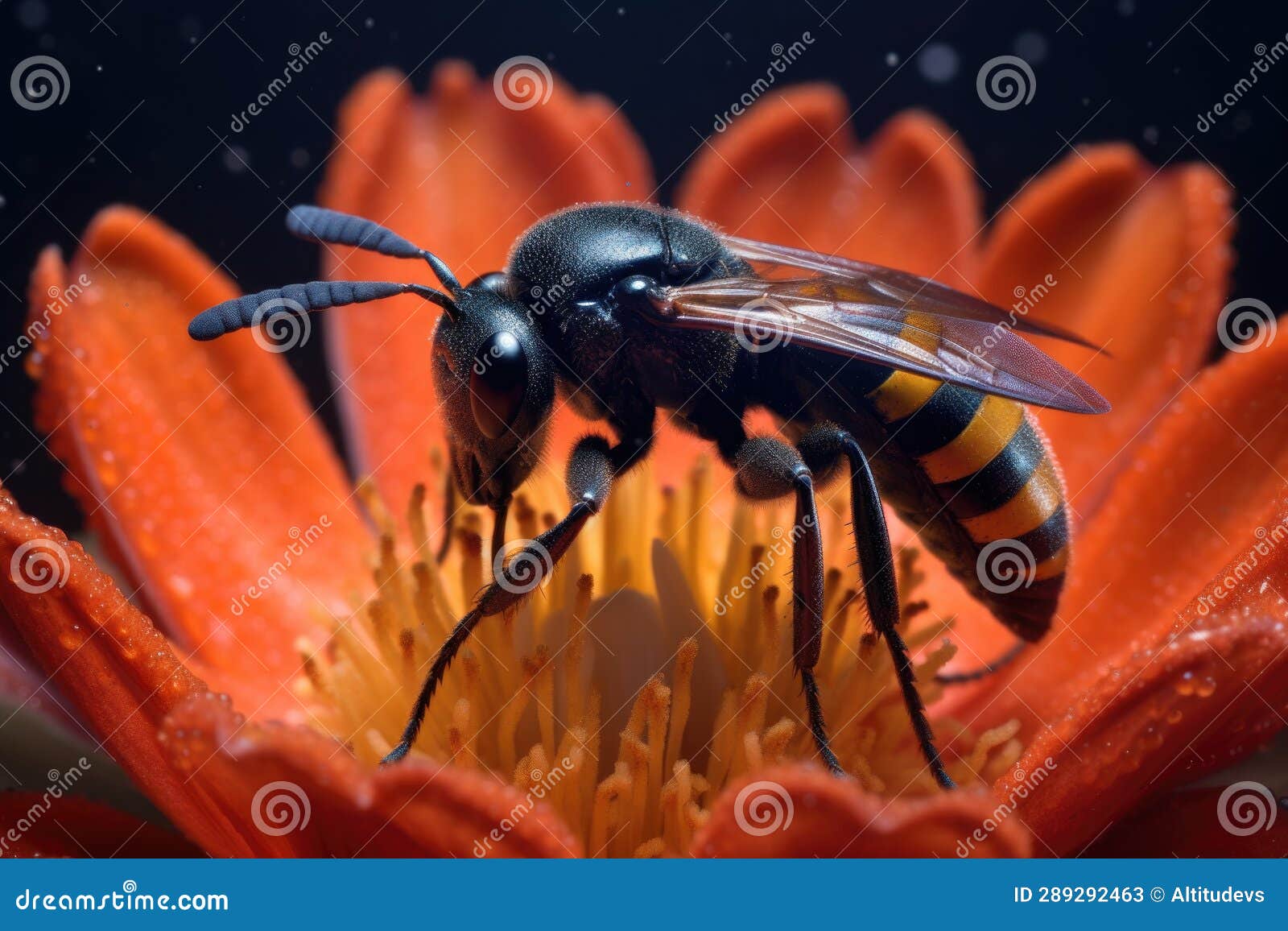 Tarantula Hawk Wasp on a Cactus Flower Stock Image - Image of predator ...