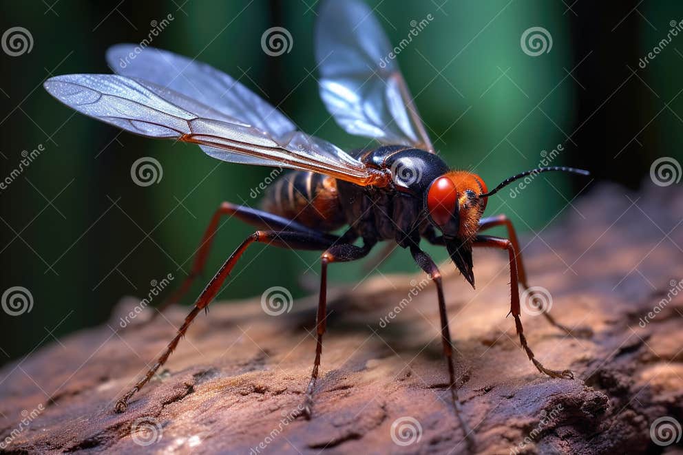 Tarantula Hawk Wasp Captured in Mid-flight Stock Image - Image of hawk ...