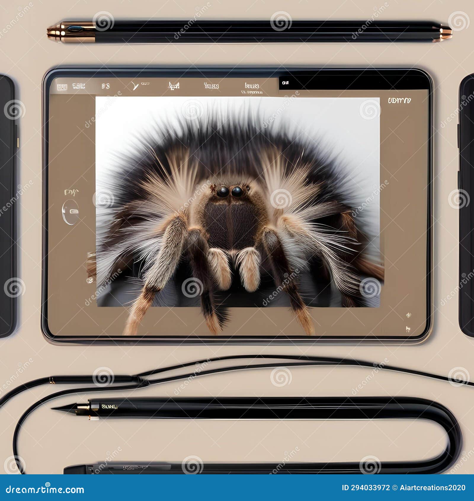 A Tarantula Using a Tablet As a Touchscreen To Create Digital Spider ...