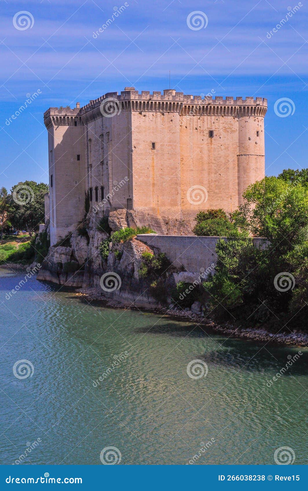 Tarascon Castle on Shore of Rhone River Stock Photo - Image of blue ...
