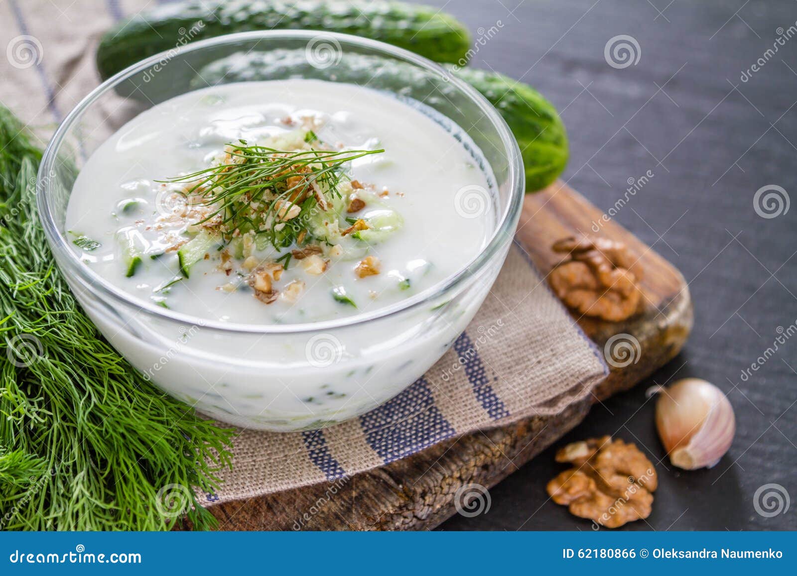 Tarator Ingredients On White Wood Background Royalty-Free Stock ...