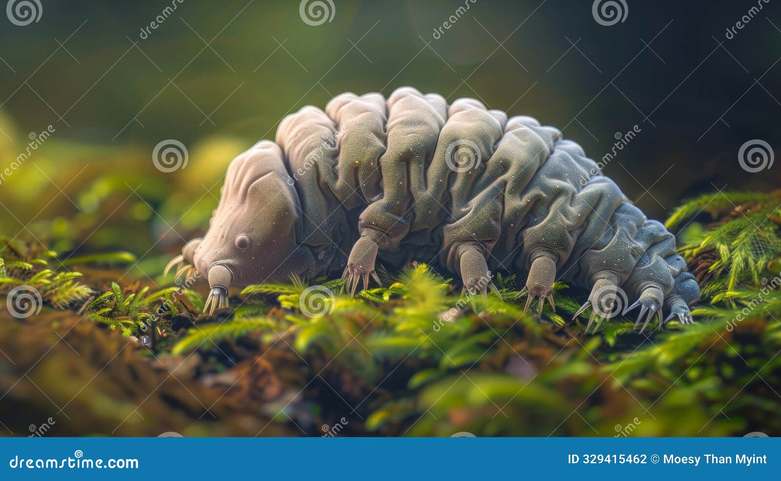 Tardigrade Crawling With It's Segmented Body And Clawed Legs In Moss ...