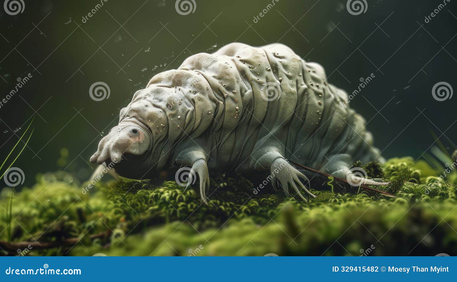 Tardigrade Crawling With It's Segmented Body And Clawed Legs In Moss ...