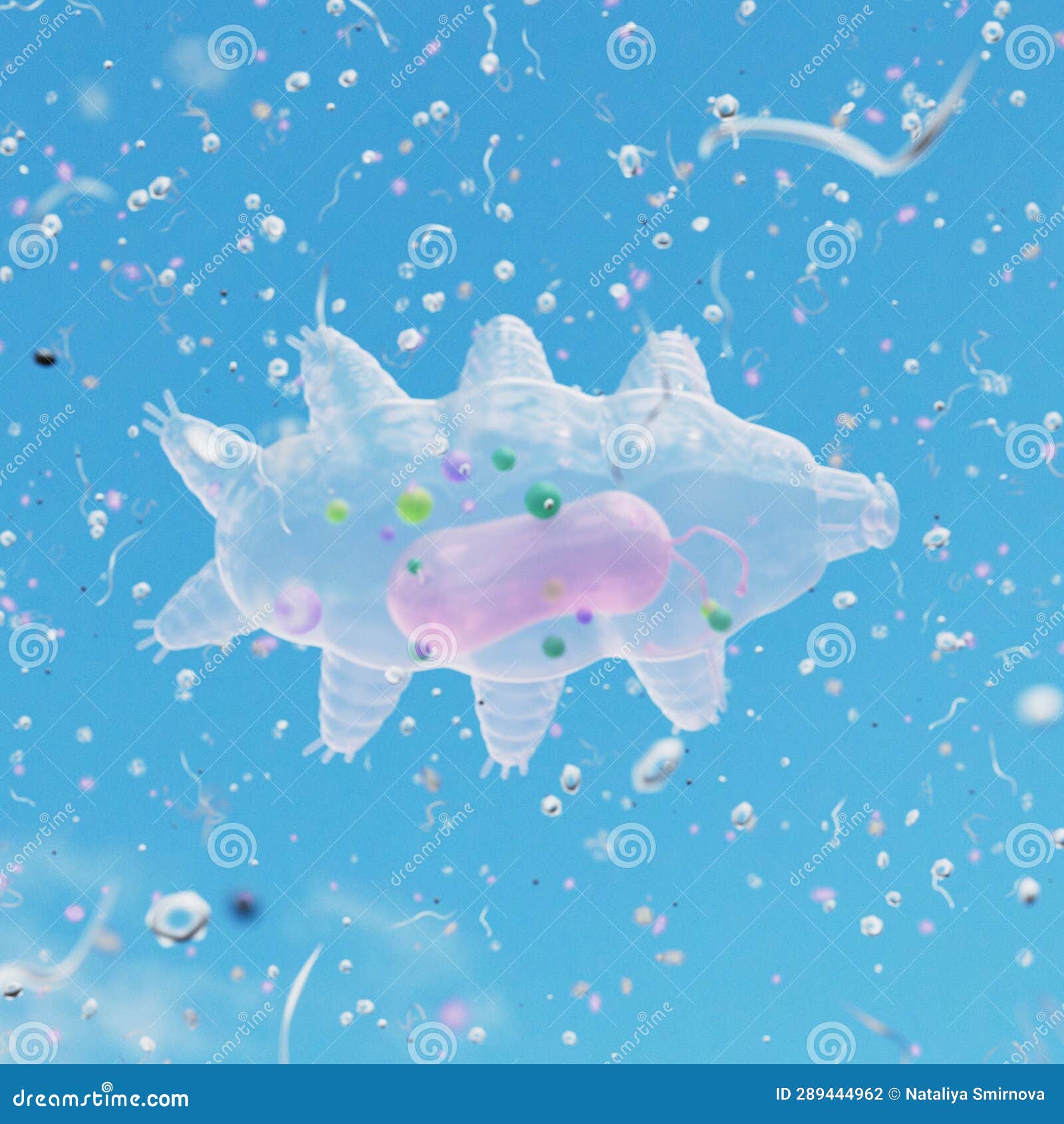 Tardigrade Under a Microscope. Water Bear in the Microcosm. 3d Render ...