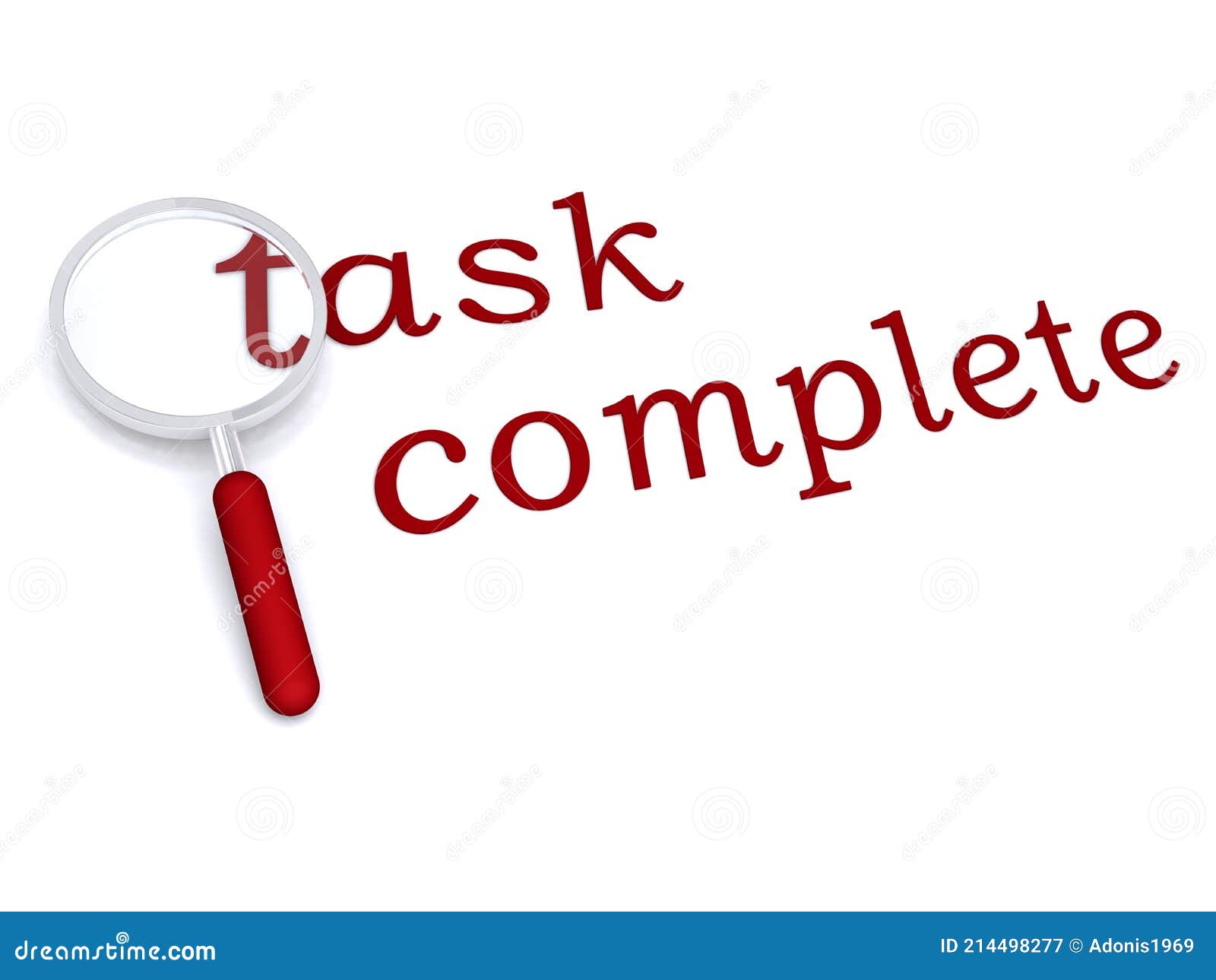 Tarea completada con lupa stock de ilustración. Ilustración de completo ...