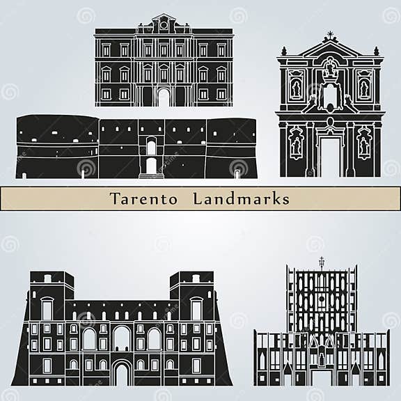 Tarento Landmarks and Monuments Stock Vector - Illustration of outline ...