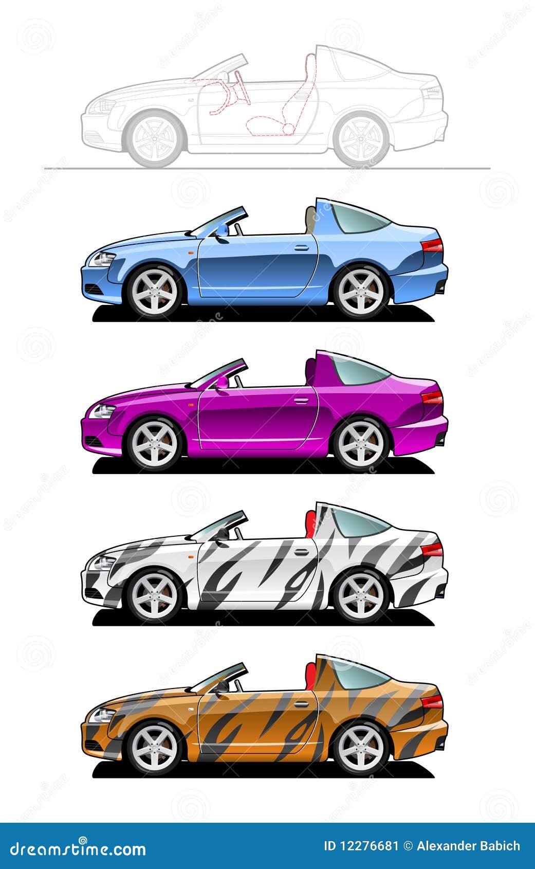 Targa Top Car Body Type Outline Cartoon Vector | CartoonDealer.com ...