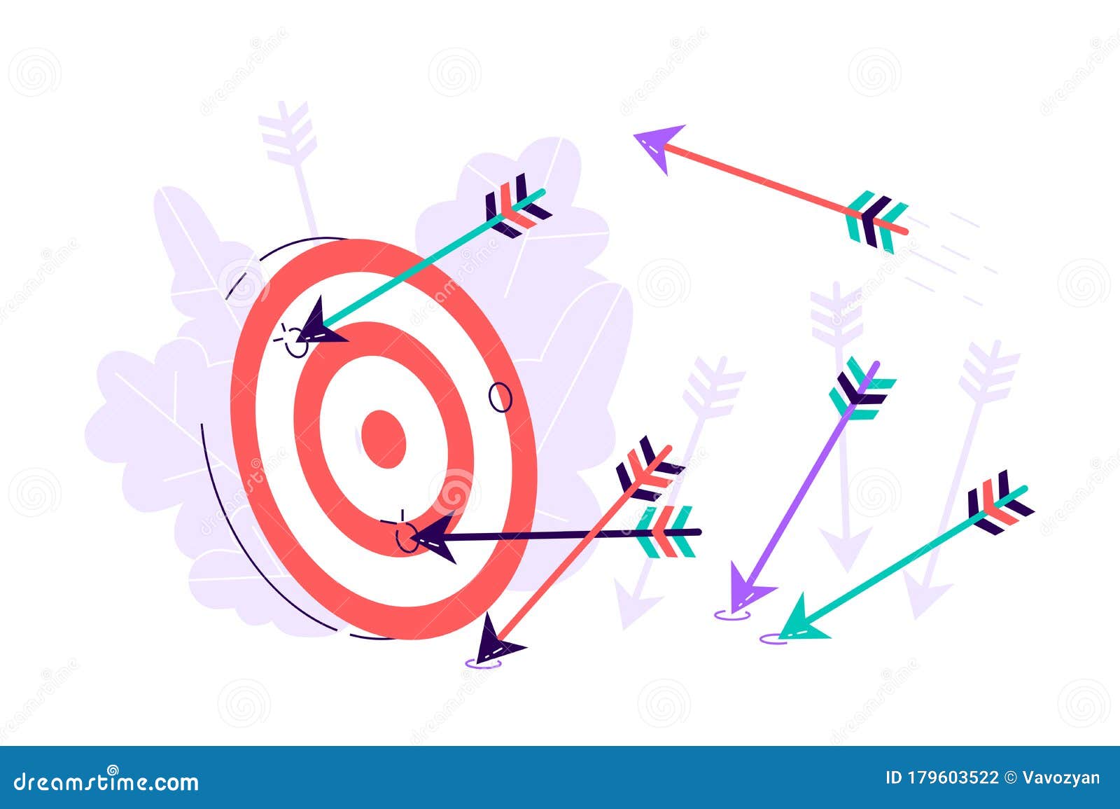 Many Arrows Missed Hitting Target Mark Stock Vector - Illustration of ...