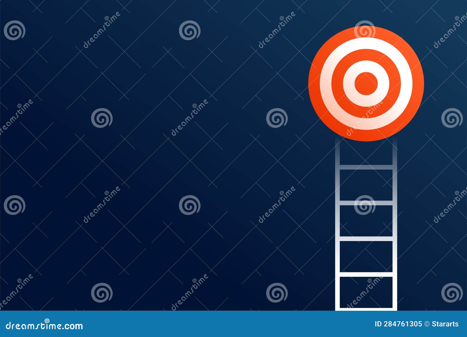 Target Achievement Concept with White Ladder on Blue Wall Vector Stock ...