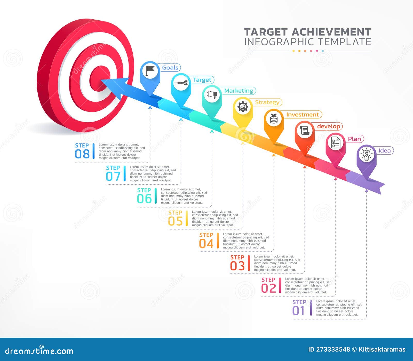 Target Achievement Staircase Infographic Steps Template Background ...