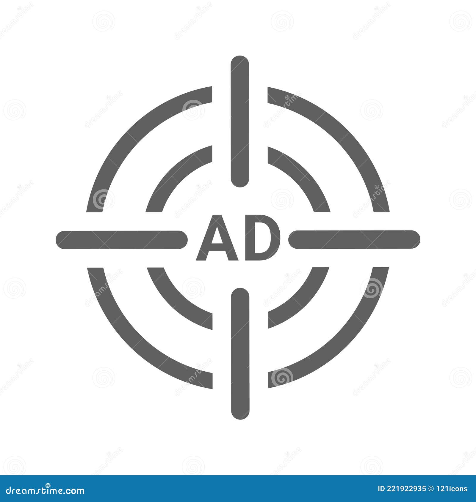 Target, Ad Icon. Gray Vector Graphics Stock Vector - Illustration of ...