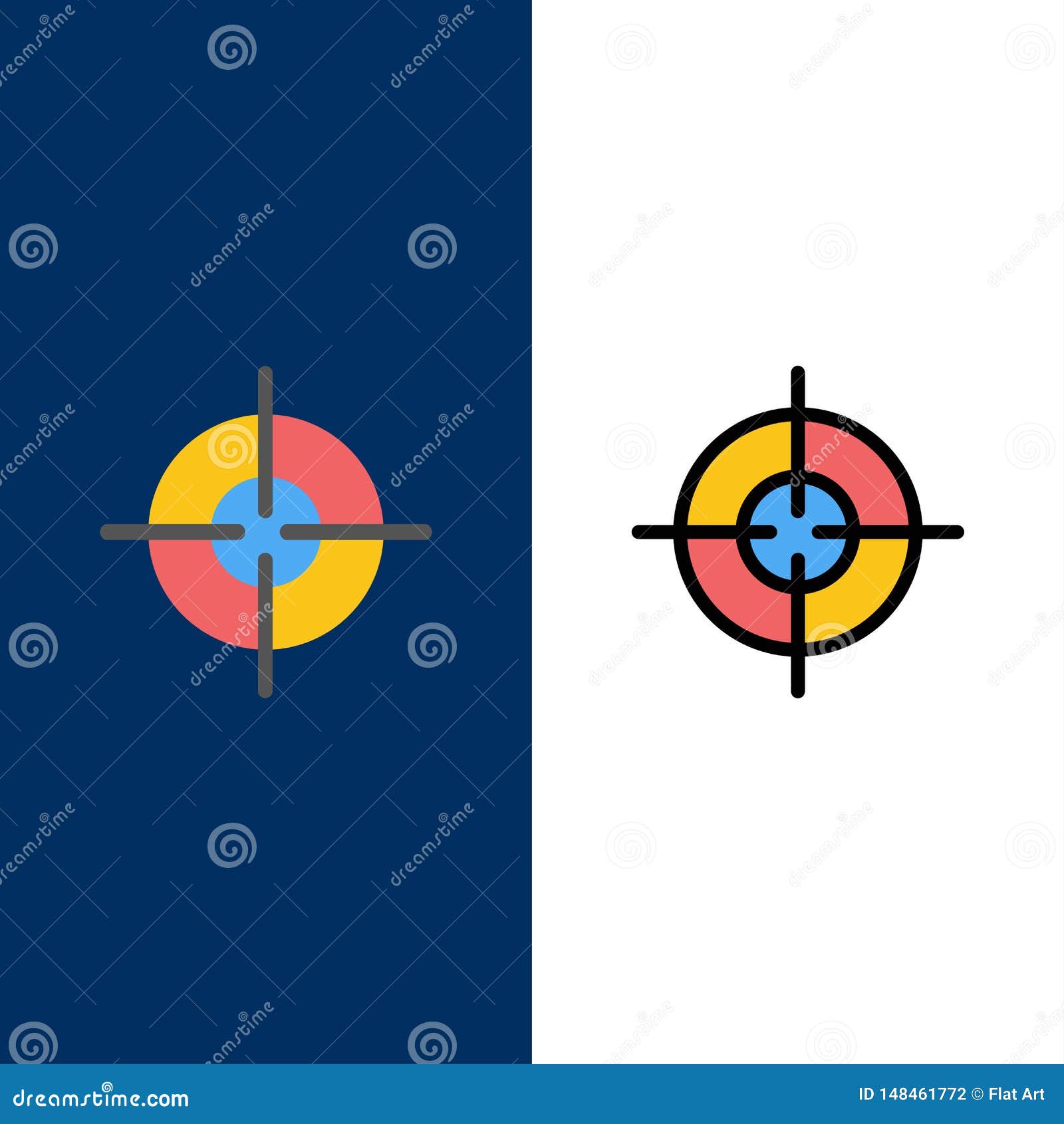 Target, Aim, Interface Icons. Flat and Line Filled Icon Set Vector Blue ...