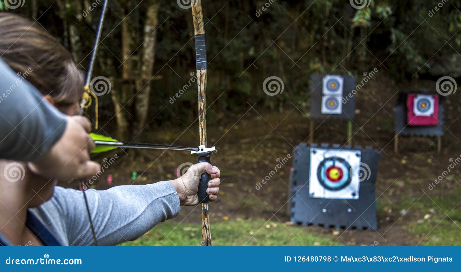 Target arc shooter person stock photo. Image of precise - 126480798