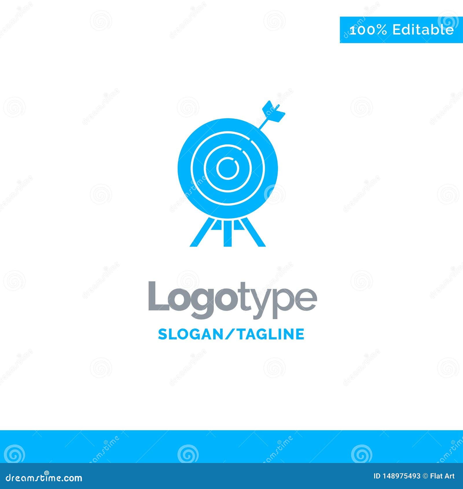 Target, Archery, Arrow, Board Blue Solid Logo Template. Place for ...