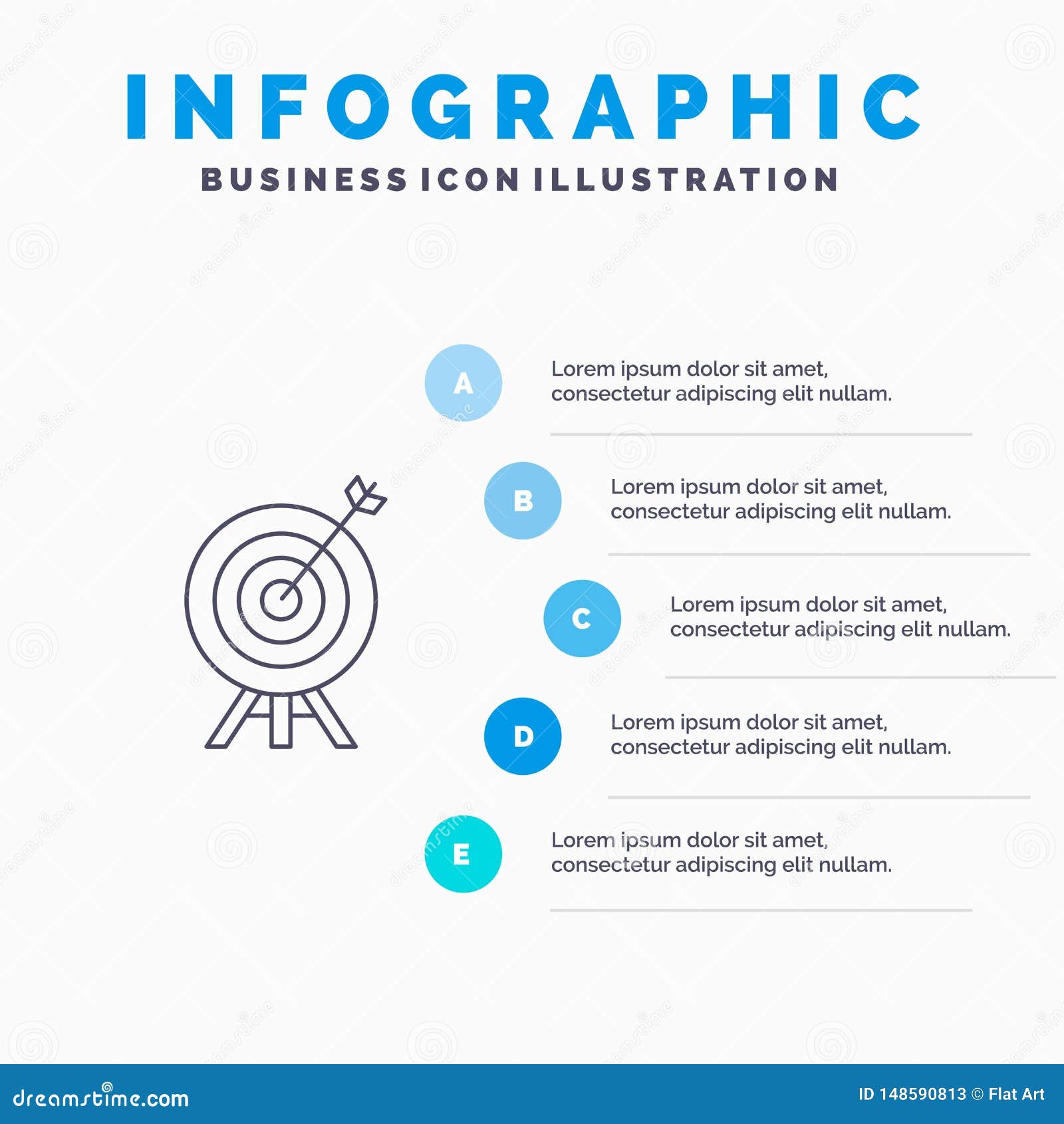 Target, Archery, Arrow, Board Line Icon with 5 Steps Presentation ...