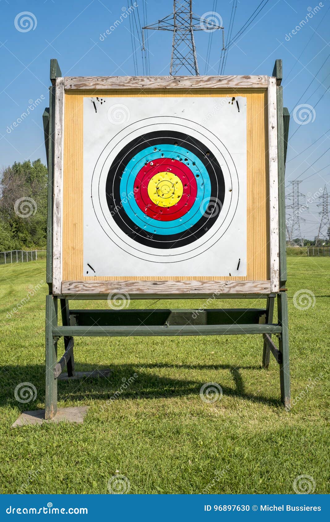 Target at an archery range stock photo. Image of disc - 96897630