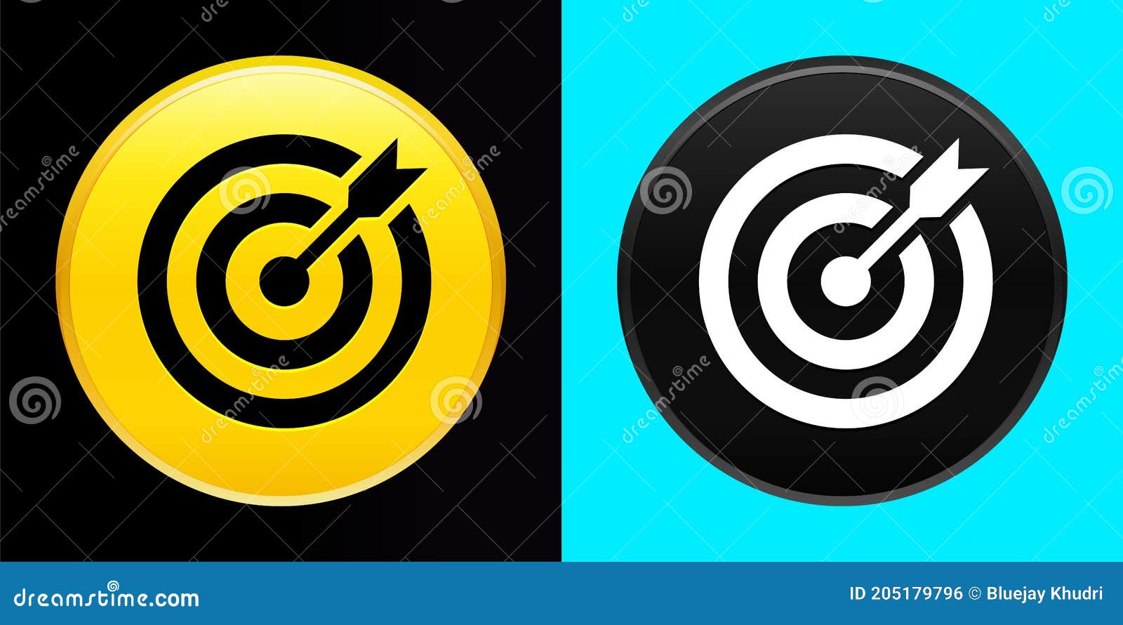 Target Arrow Icon Flat Exclusive Button Set Stock Vector - Illustration ...