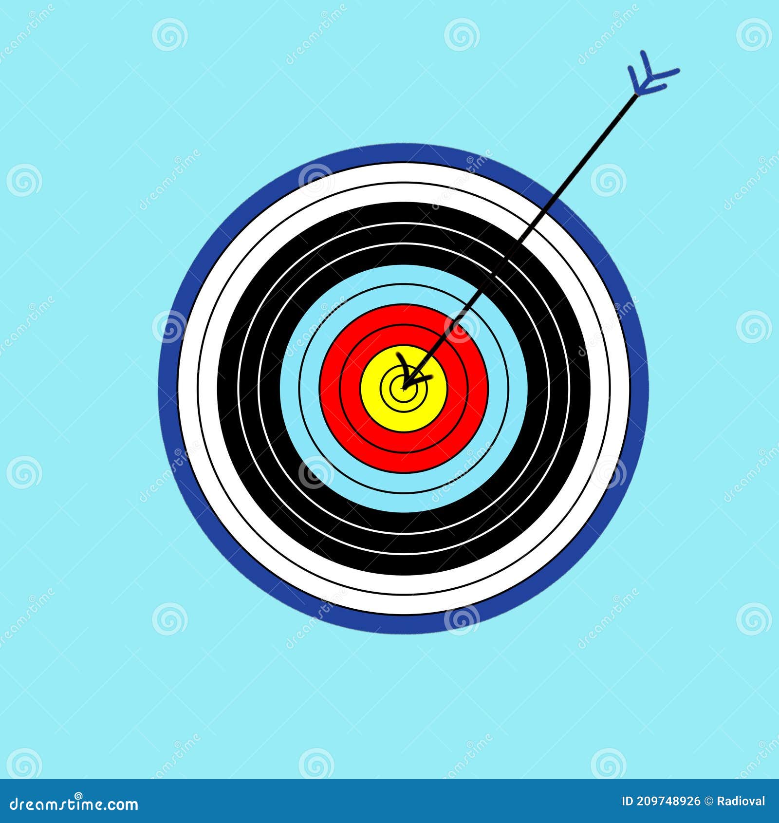 Target with an Arrow. Isolated on a Light Blue Background Stock ...