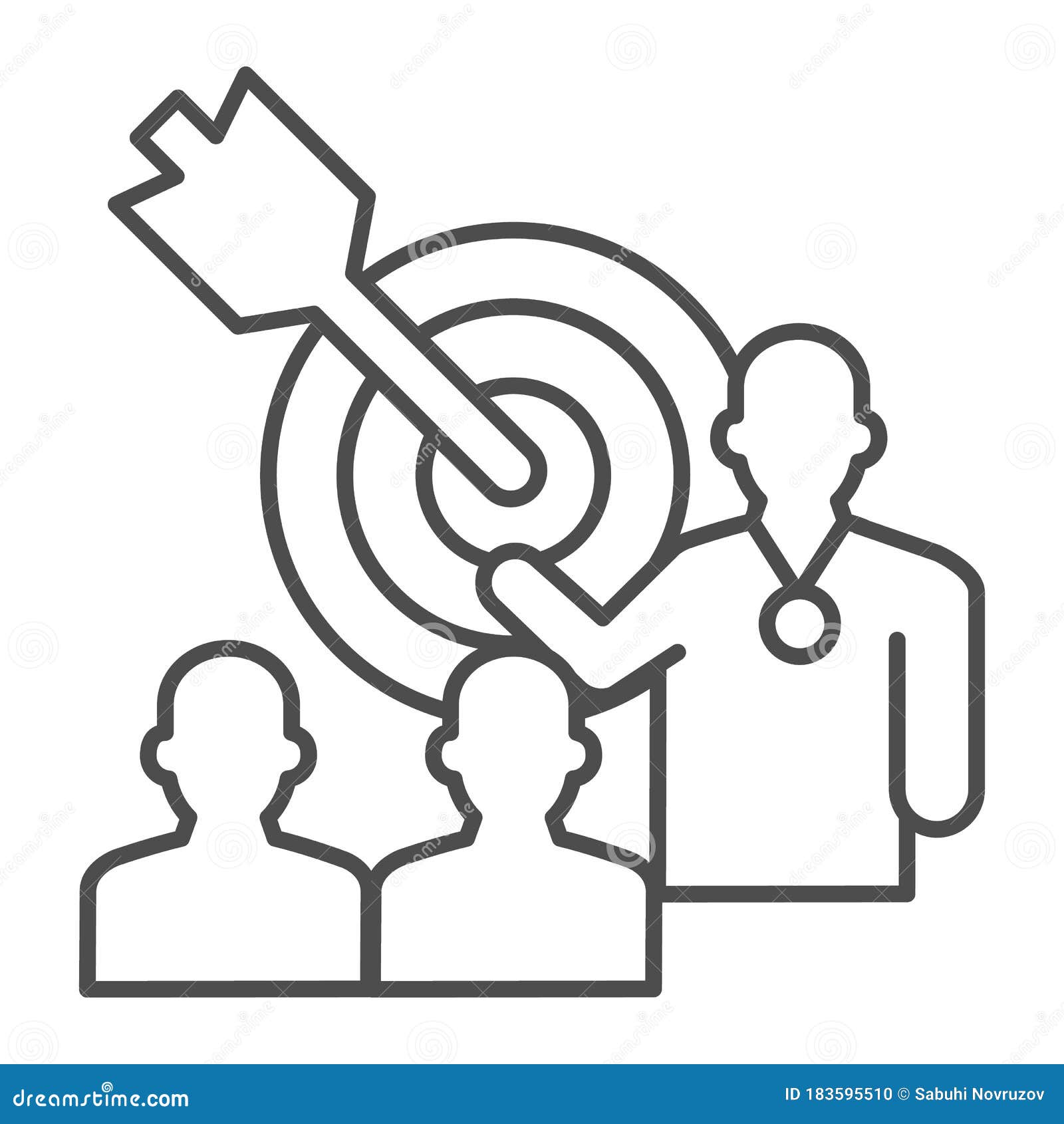 Target with Arrow and Lecturer Thin Line Icon, Presentation Concept ... Target with Arrow and Lecturer Thin Line Icon, Presentation Concept ...