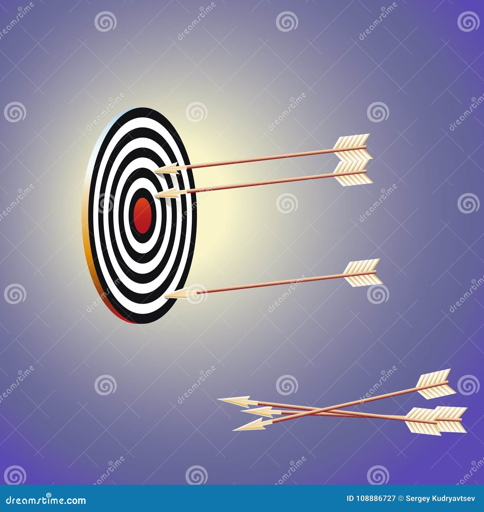 Target and arrows stock vector. Illustration of arrow - 108886727