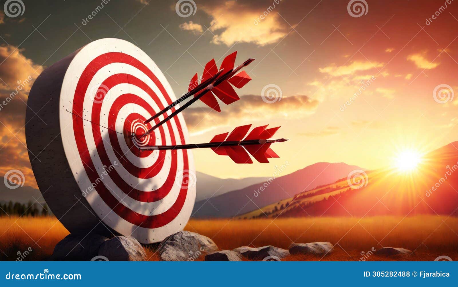 Target with Arrows in the Middle at Sunset Stock Illustration ...