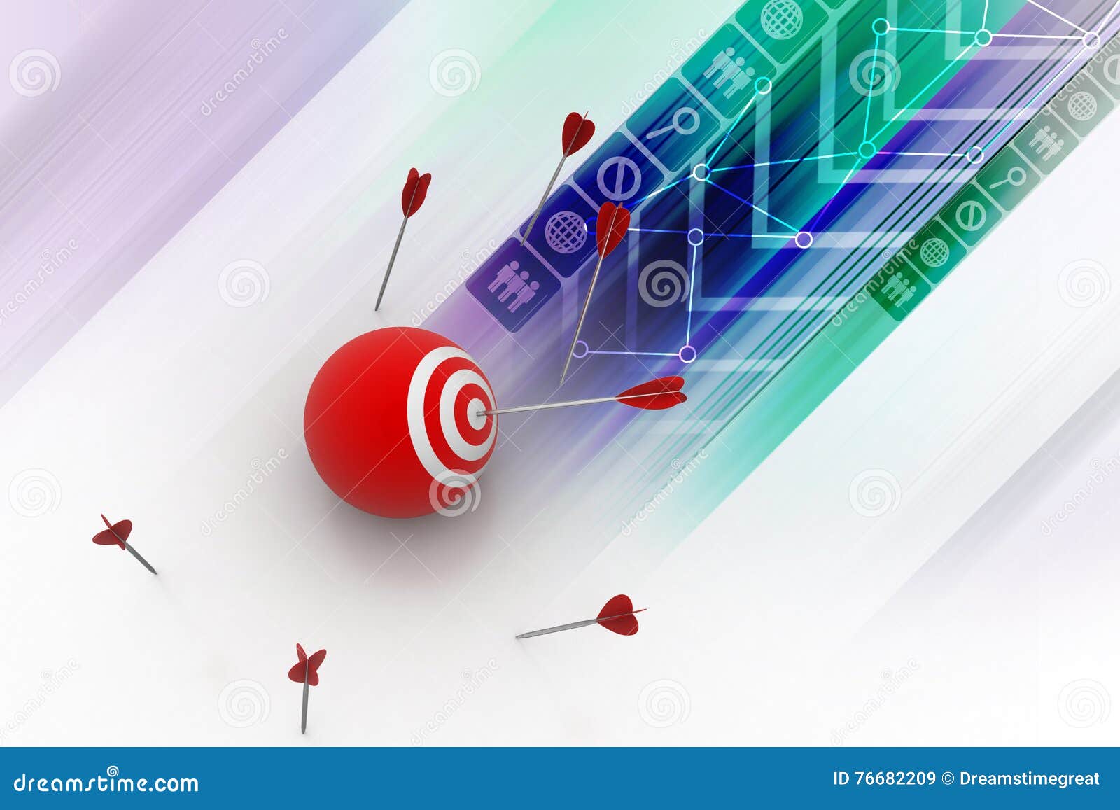 Target ball with arrows stock illustration. Illustration of render ...