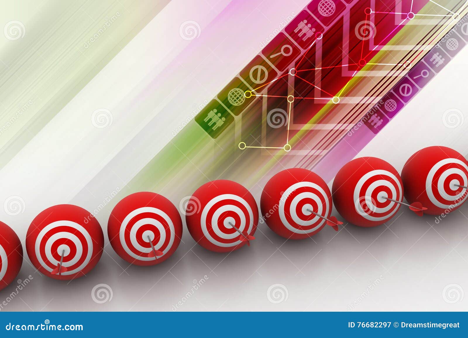 Target Balls with Arrows in a Row Stock Illustration - Illustration of ...