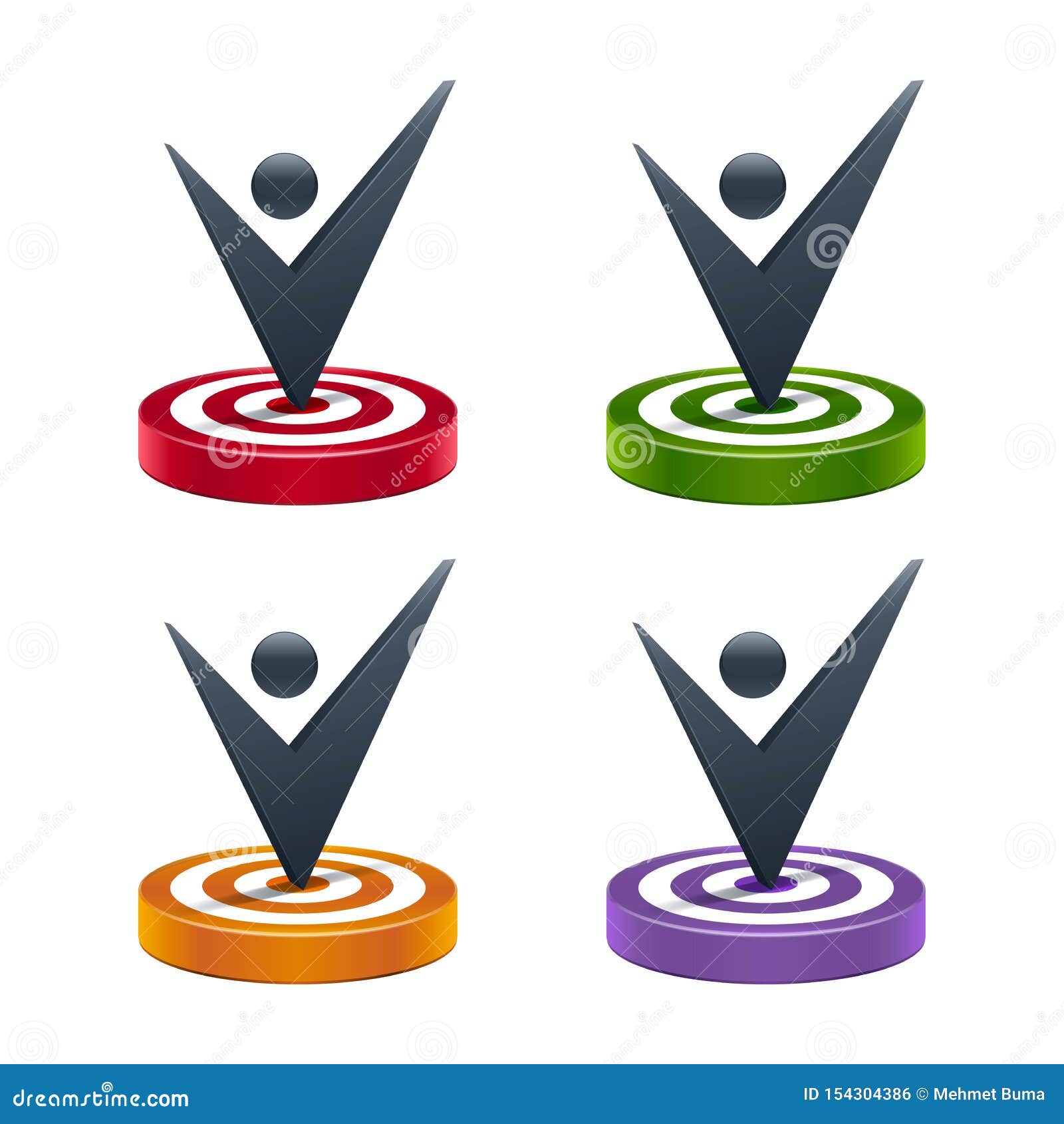 Target Board Icons with Check Mark Stock Illustration - Illustration of ...