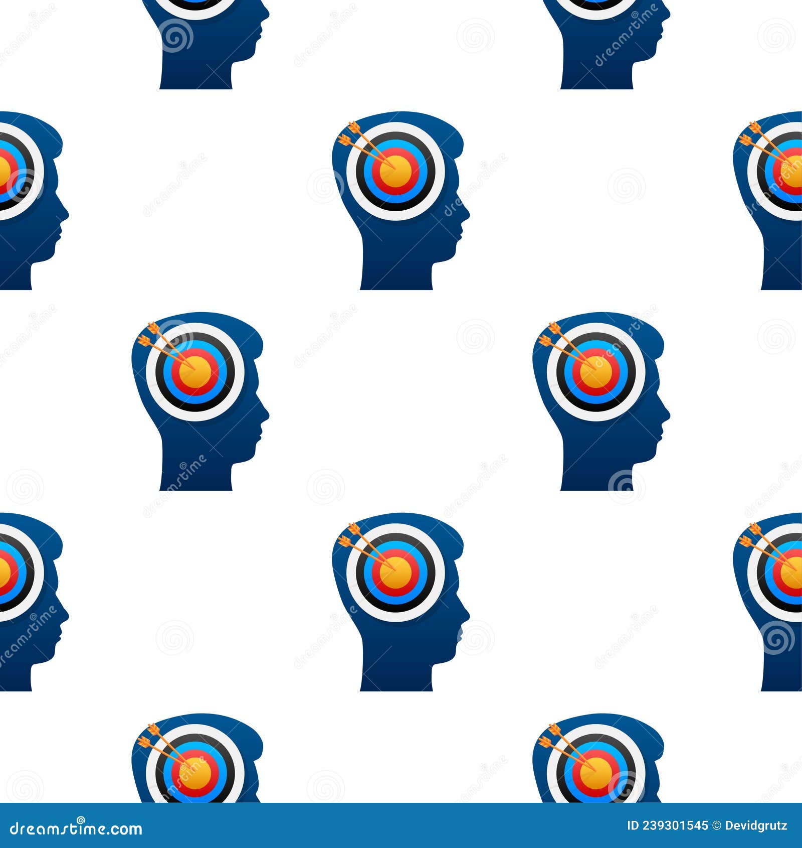 Target Brain Profile for Medical Design Pattern. Vector Illustration ...