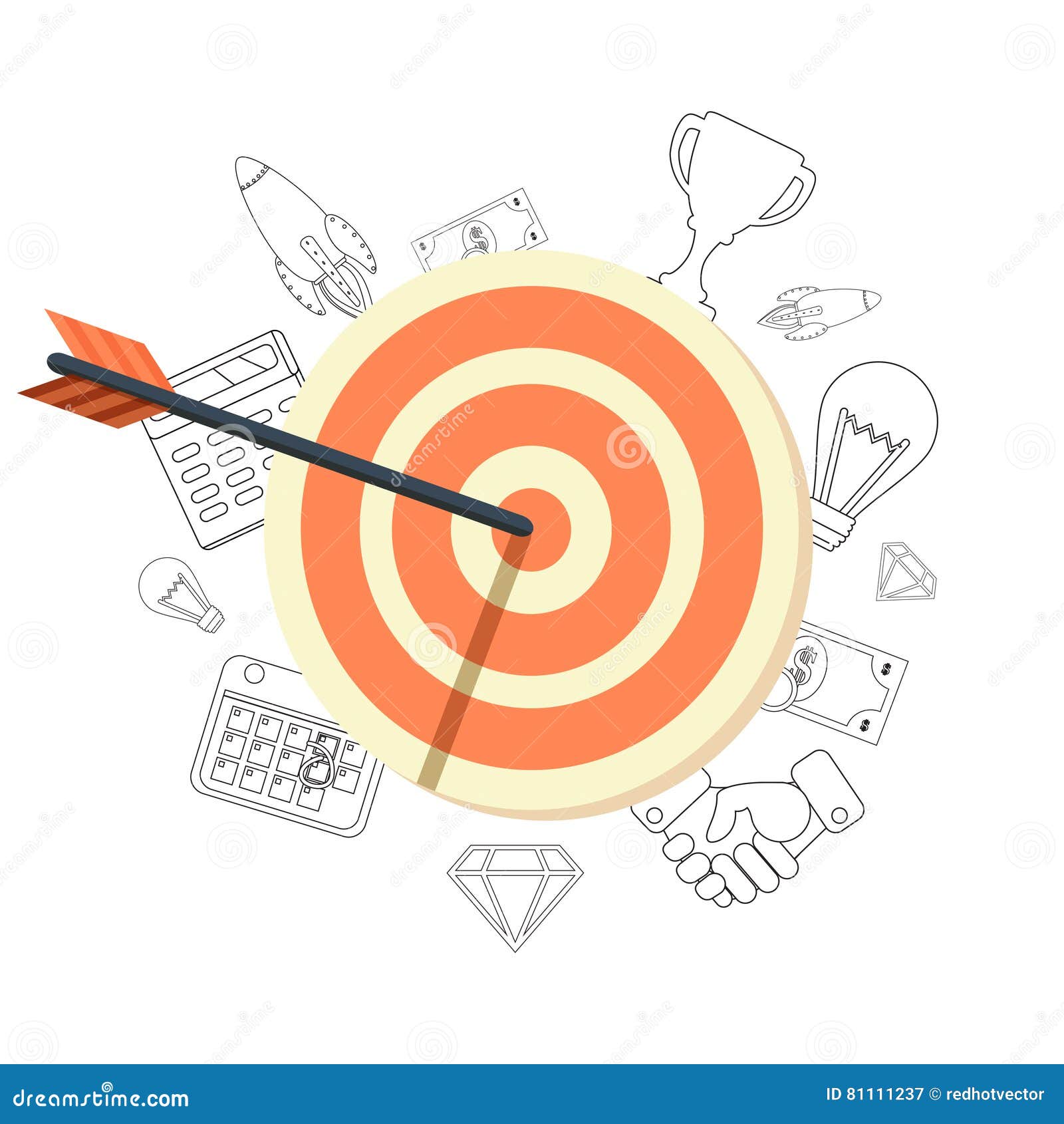 Target Bullseye With Arrow Line Art Icon On A Transparent Background ...