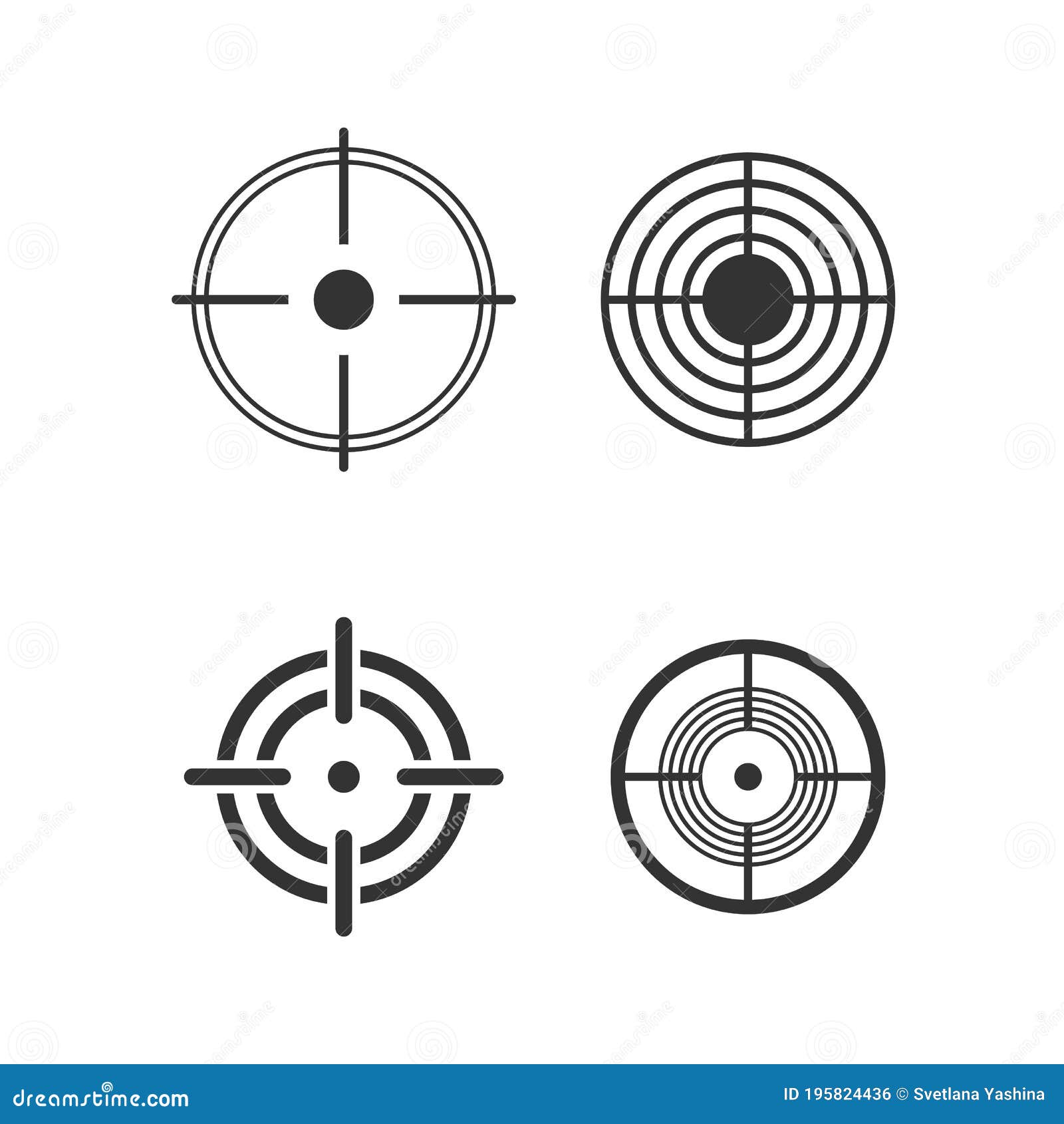 Target Circle Flat Vector Icons Set Isolated Stock Vector ...