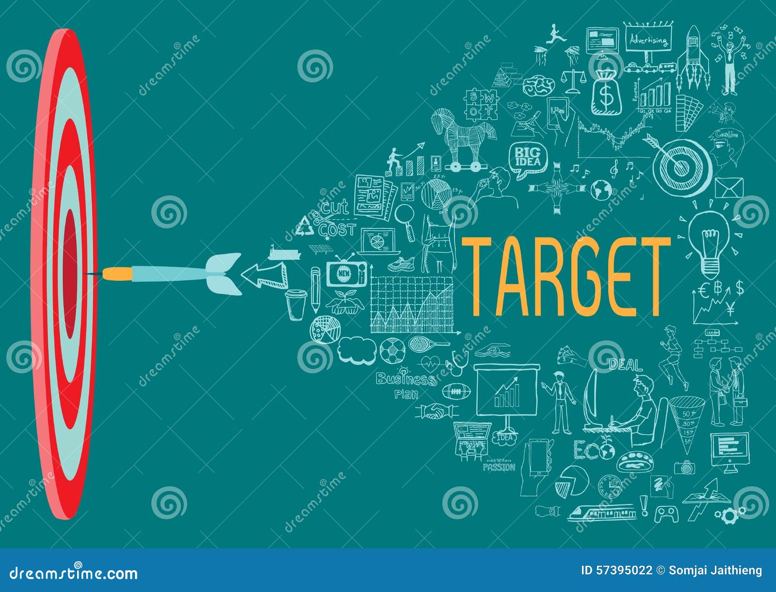 Target Concept with Business Doodles. Stock Illustration - Illustration ...
