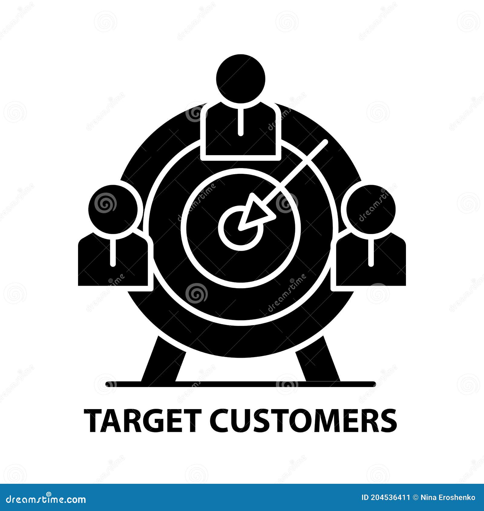 Target Customers Icon, Black Vector Sign with Editable Strokes, Concept ...