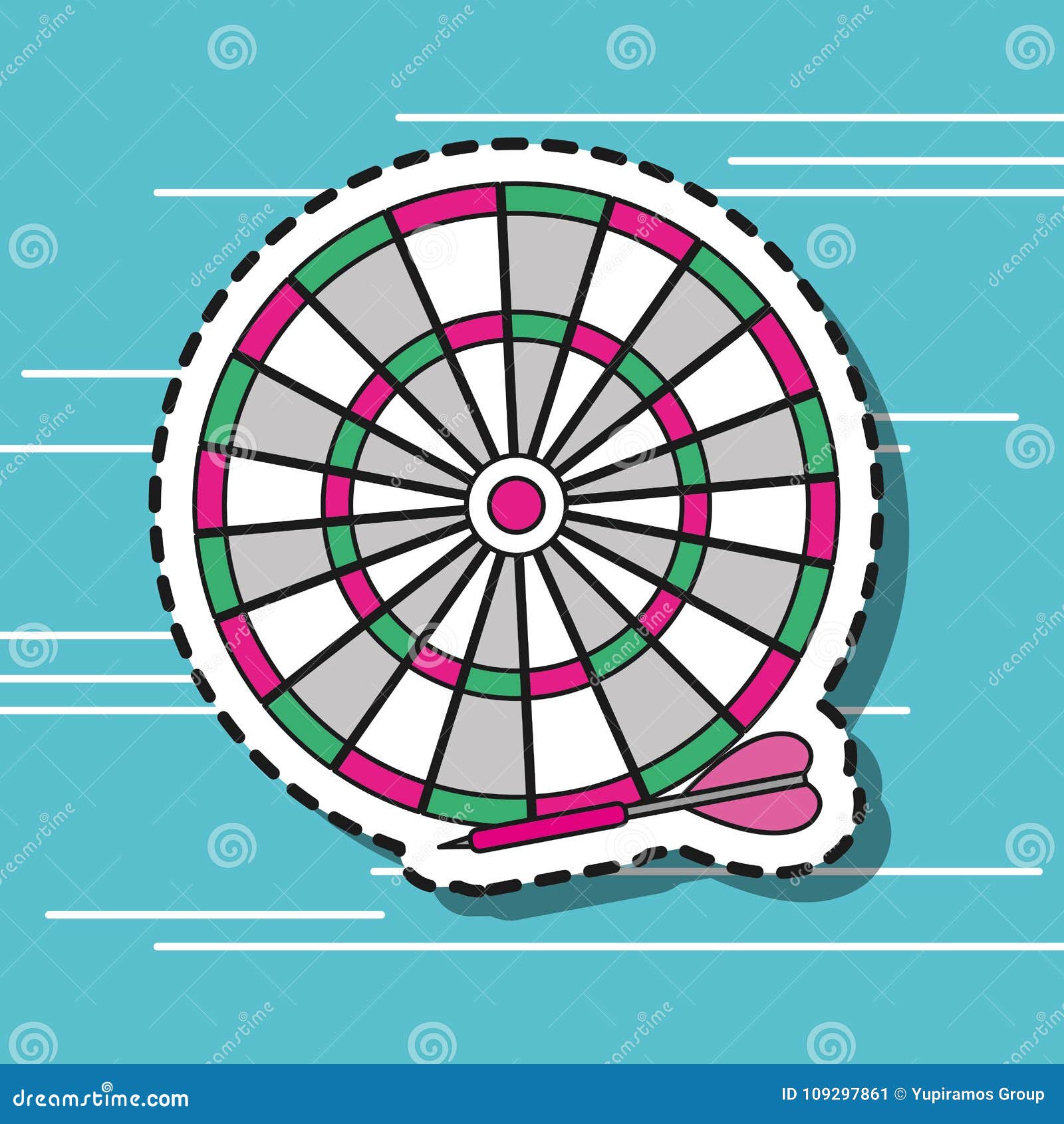 Target with Dart Element Patch Sticker Stock Vector - Illustration of ...