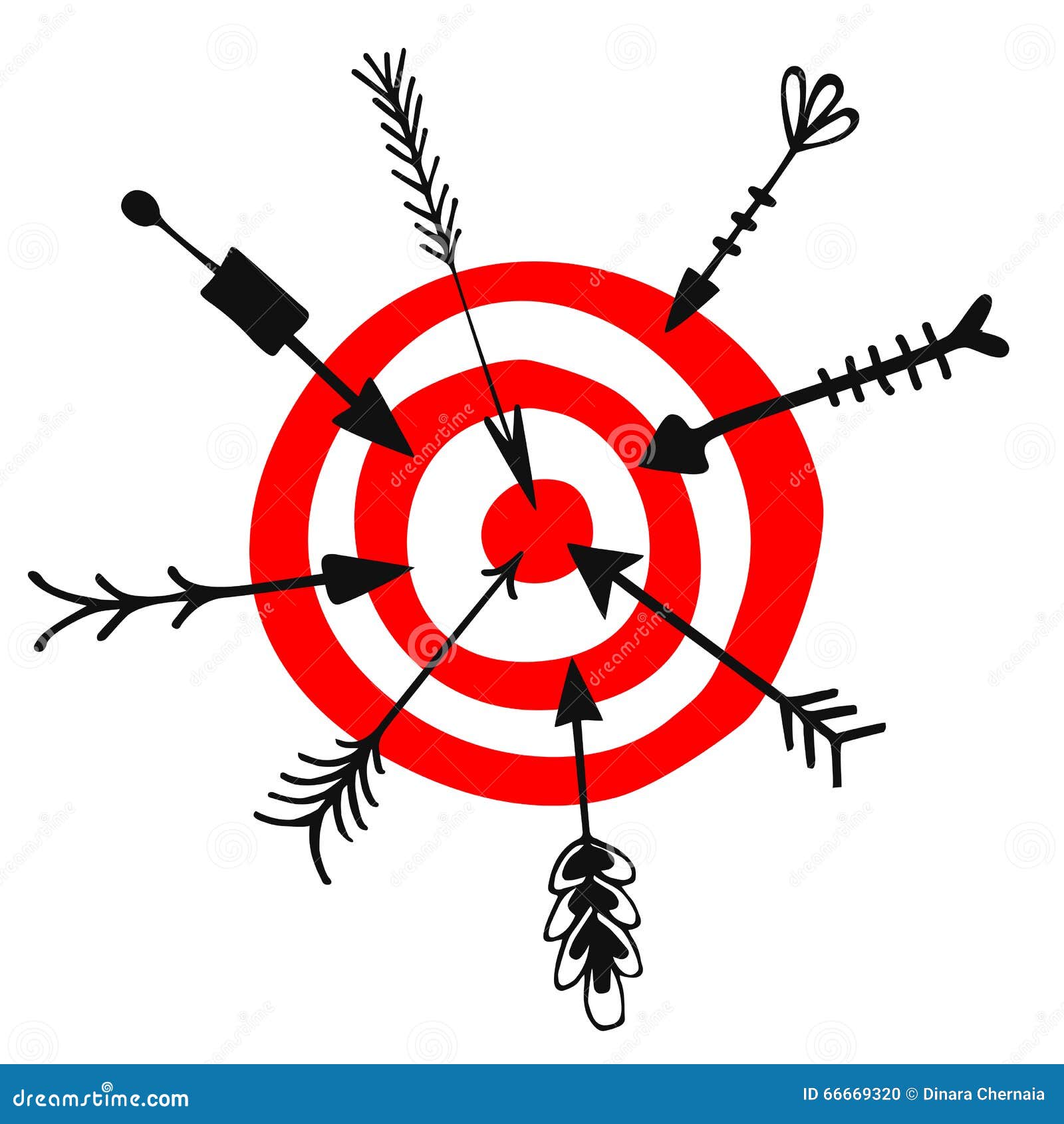 Target and Different Arrows Doodle Vector Illustration Stock Vector ...